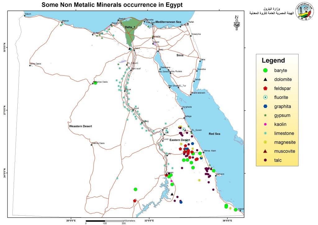 Figure 2. Map showing the distribution of the nonmetallic ...